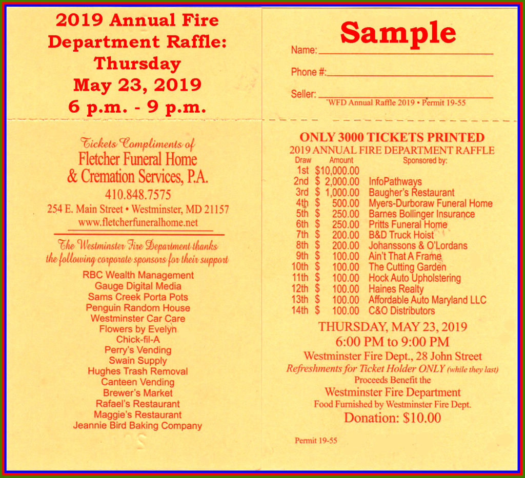 Westminster Fire Company annual Big Money Raffle slated for May 23 ...